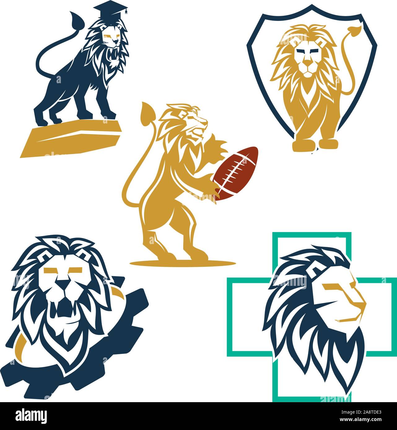 Lion Logo Design Symbol Illustration Template Vector Set Stock Vector ...