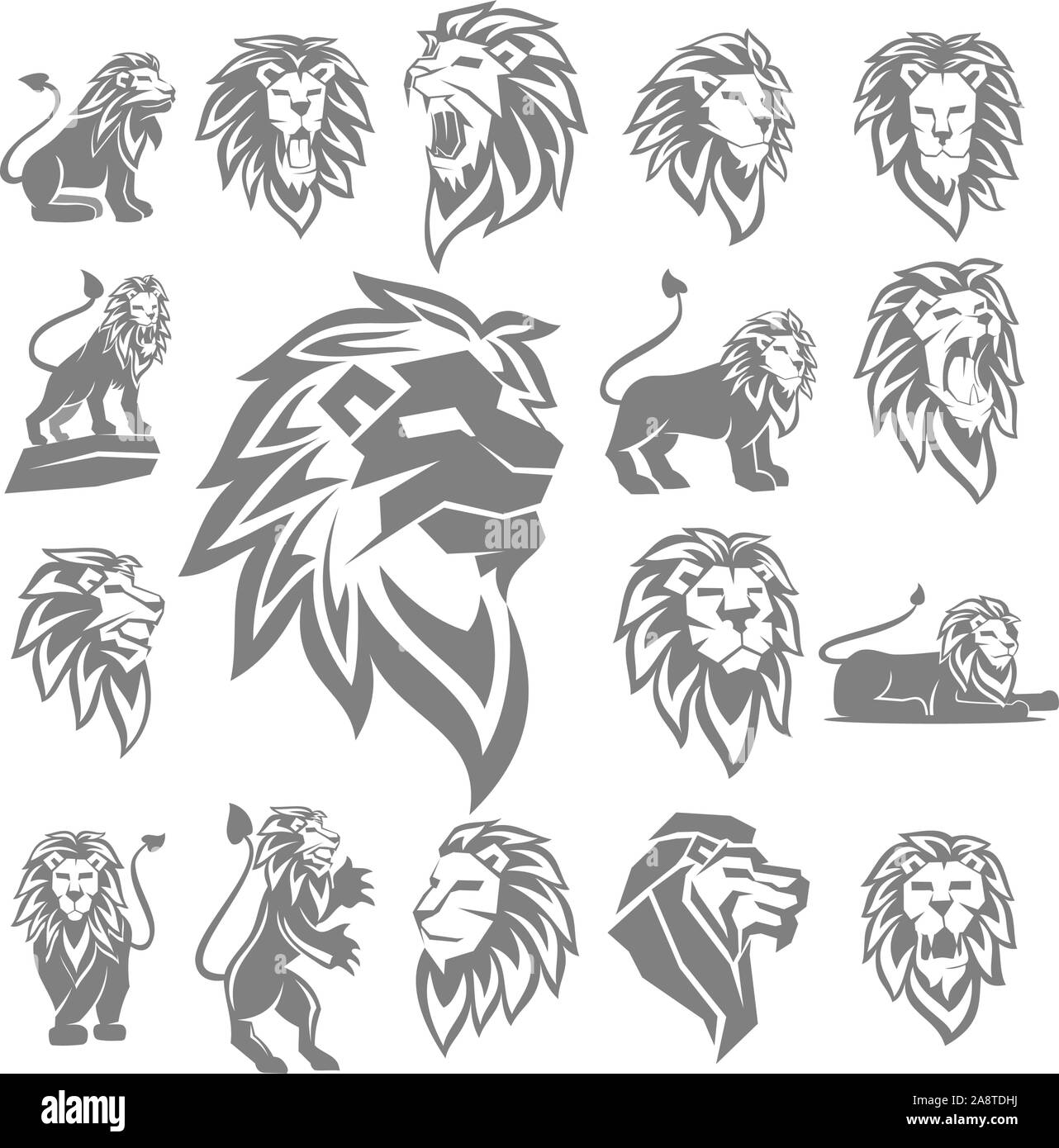Lion symbol strength strength royal Black and White Stock Photos ...