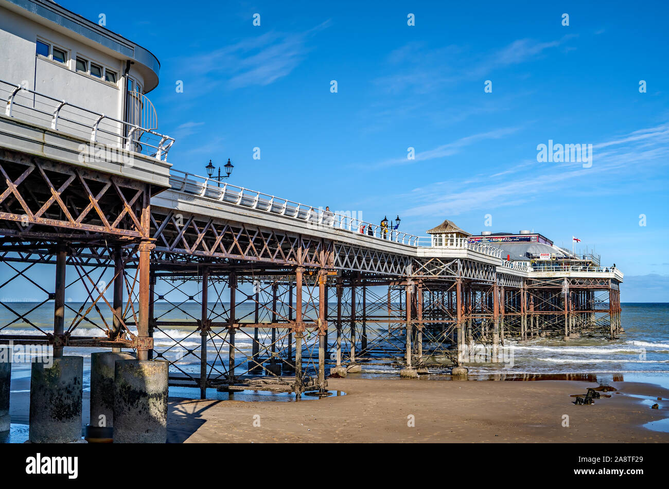 Side on view of Cromer pier, a popular Victorian landmark in the ...