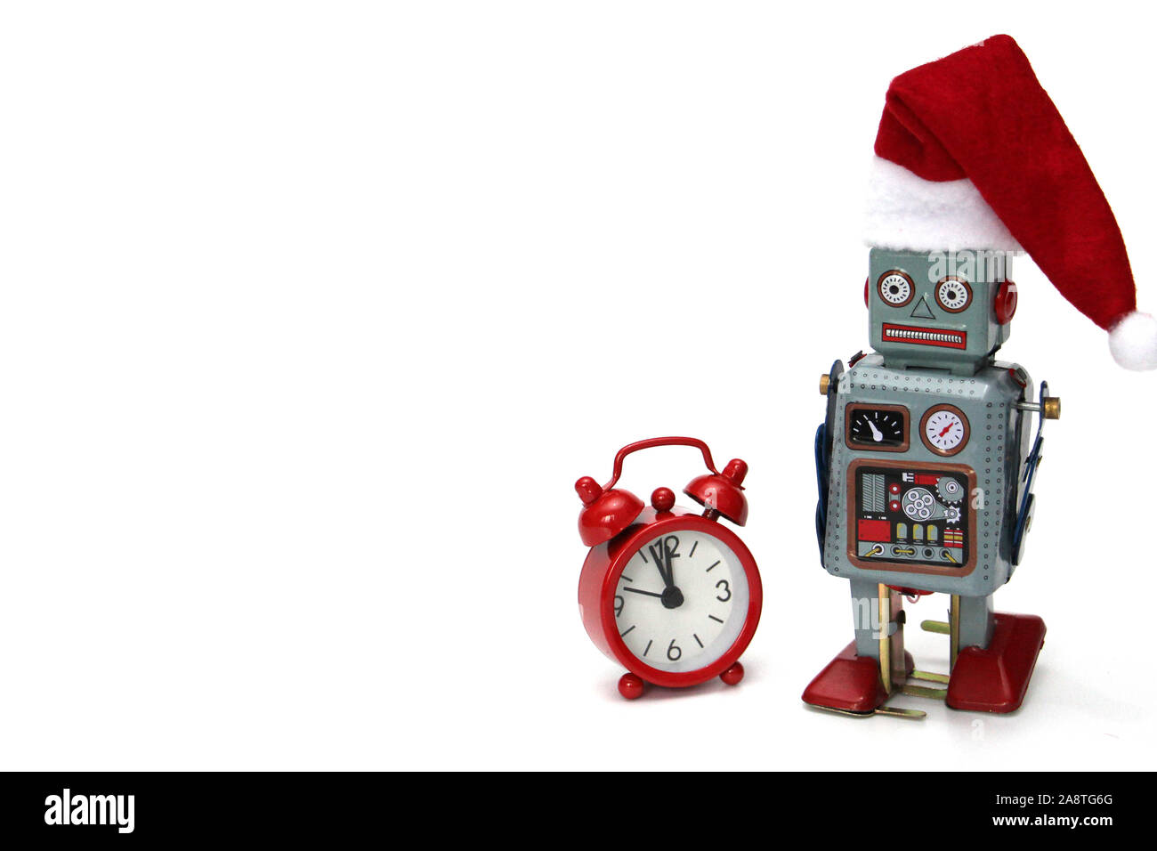 Retro robot with Santa hat is ready to meet Christmas and New Year ...