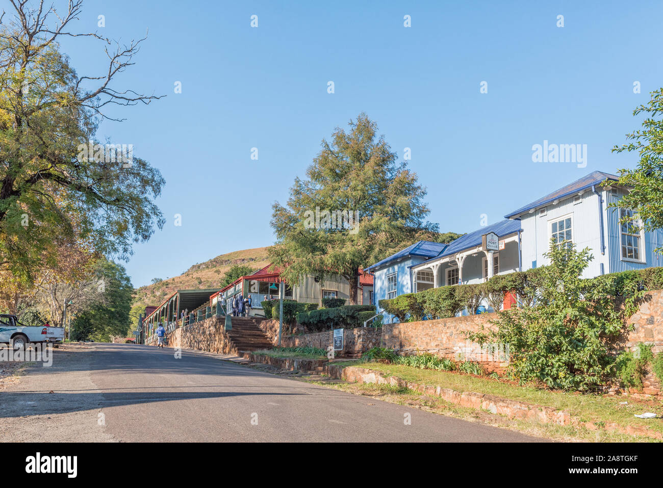 PILGRIMS REST, SOUTH AFRICA - MAY 21, 2019: A street scene, with the ...