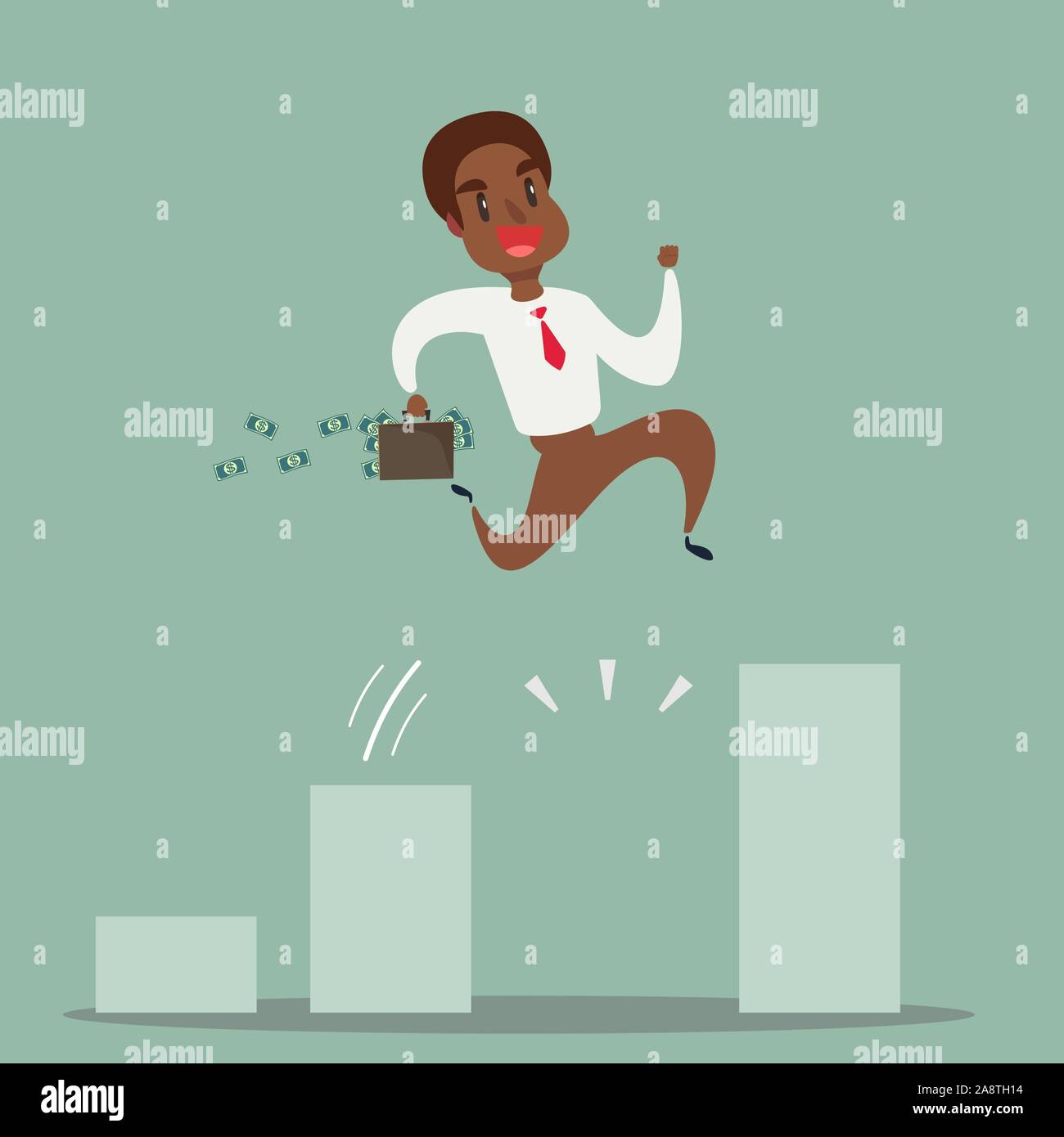 businessman over bar charts. Idea and Growth concept Stock Vector Image ...