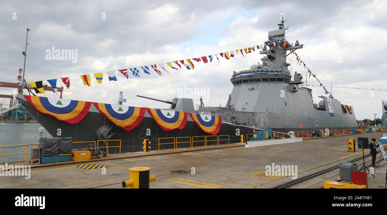 11th Nov, 2019. New frigate launched A launching ceremony for the South ...