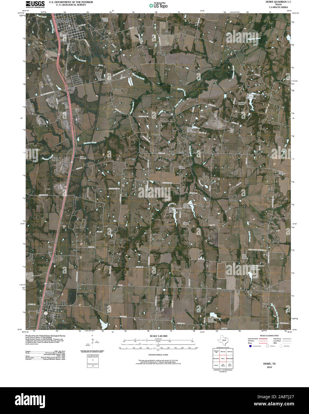 USGS TOPO Map Texas TX Howe 20100428 TM Restoration Stock Photo - Alamy
