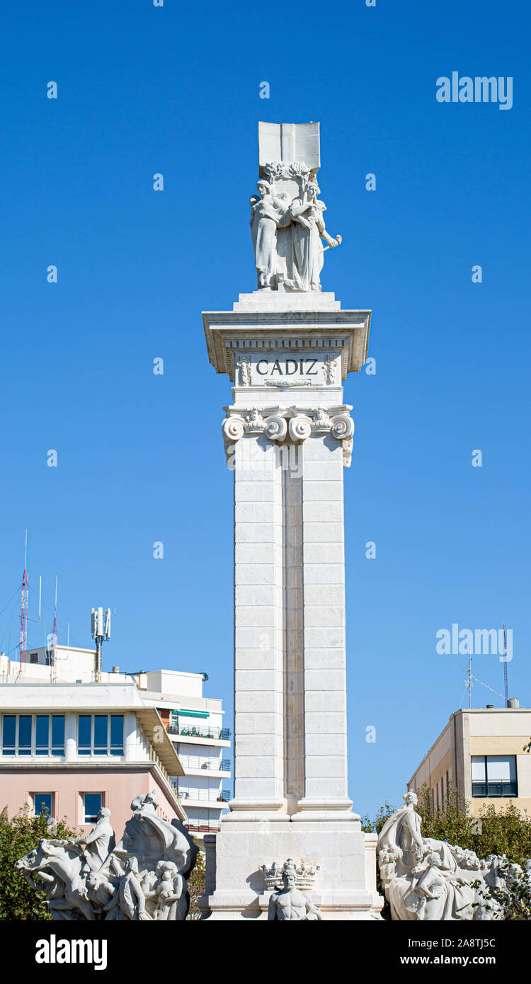 A Tall Monument in Cadiz Stock Photo - Alamy