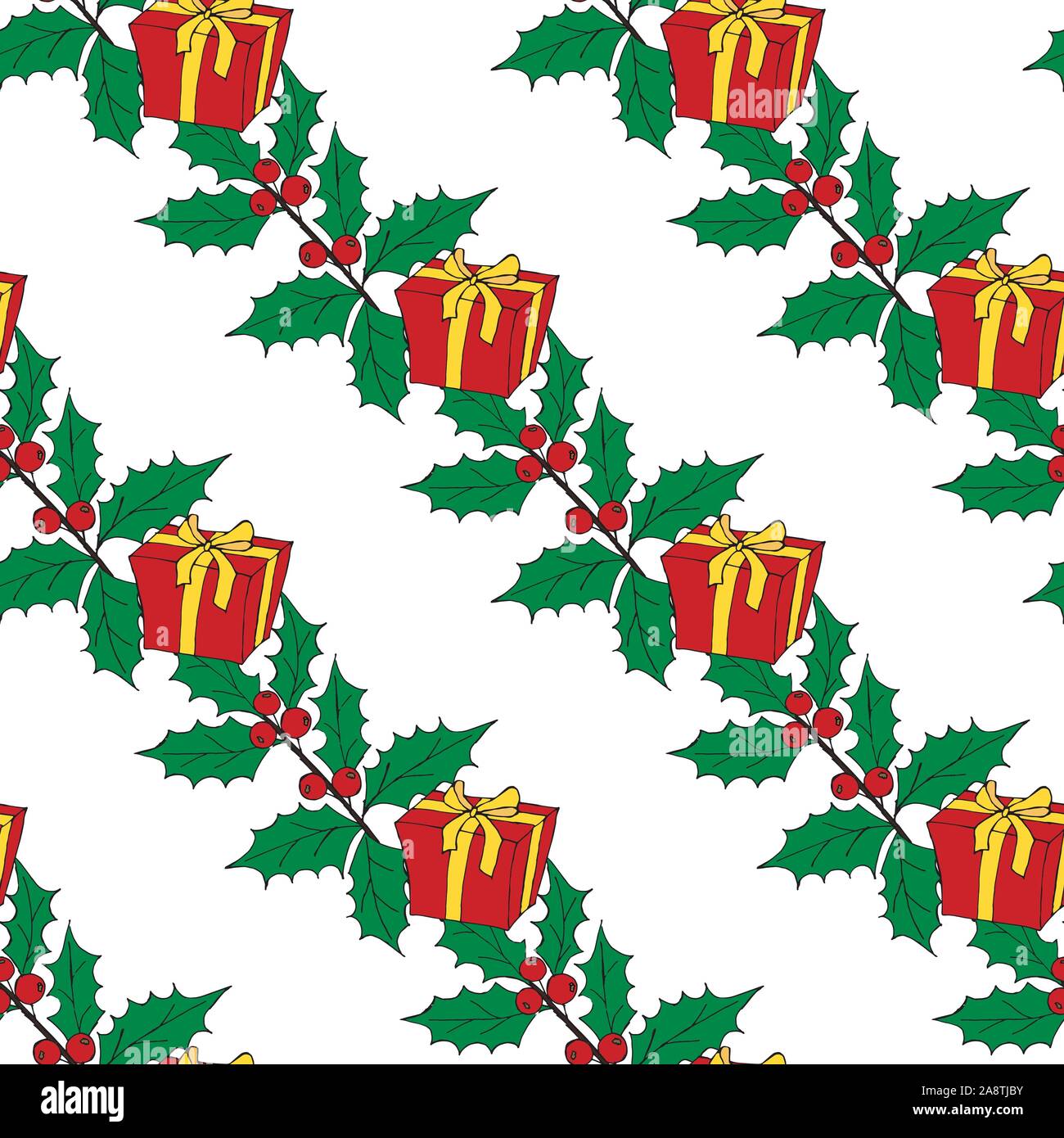 Christmas seamless pattern with Christmas toys, gifts and snowflakes ...