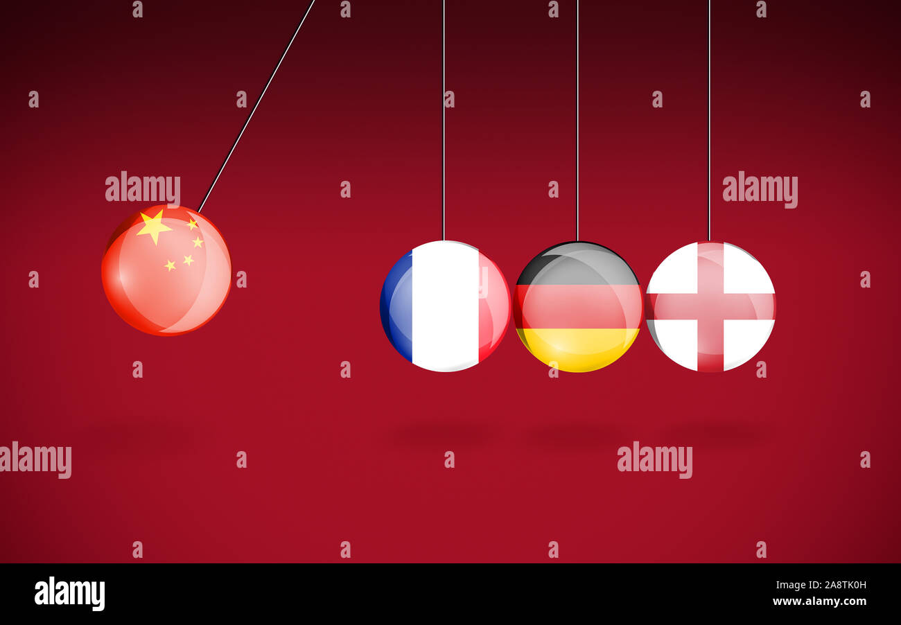Chinese flag in a cradle made from glass is about to hit enemy ...