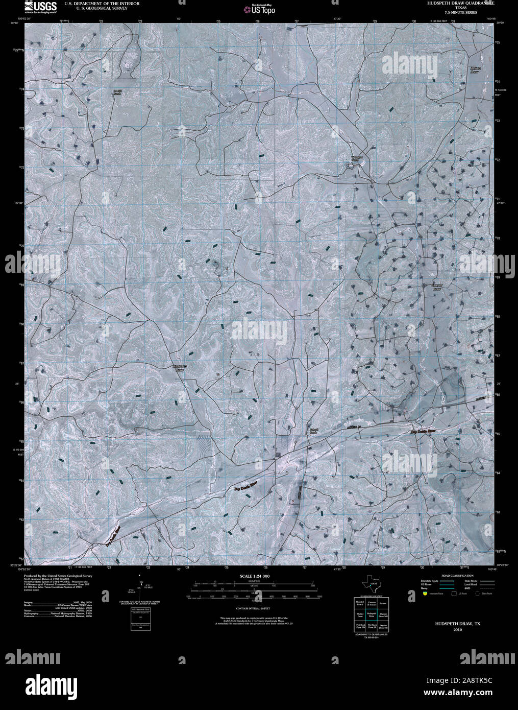 USGS TOPO Map Texas TX Hudspeth Draw 20100213 TM Inverted Restoration ...