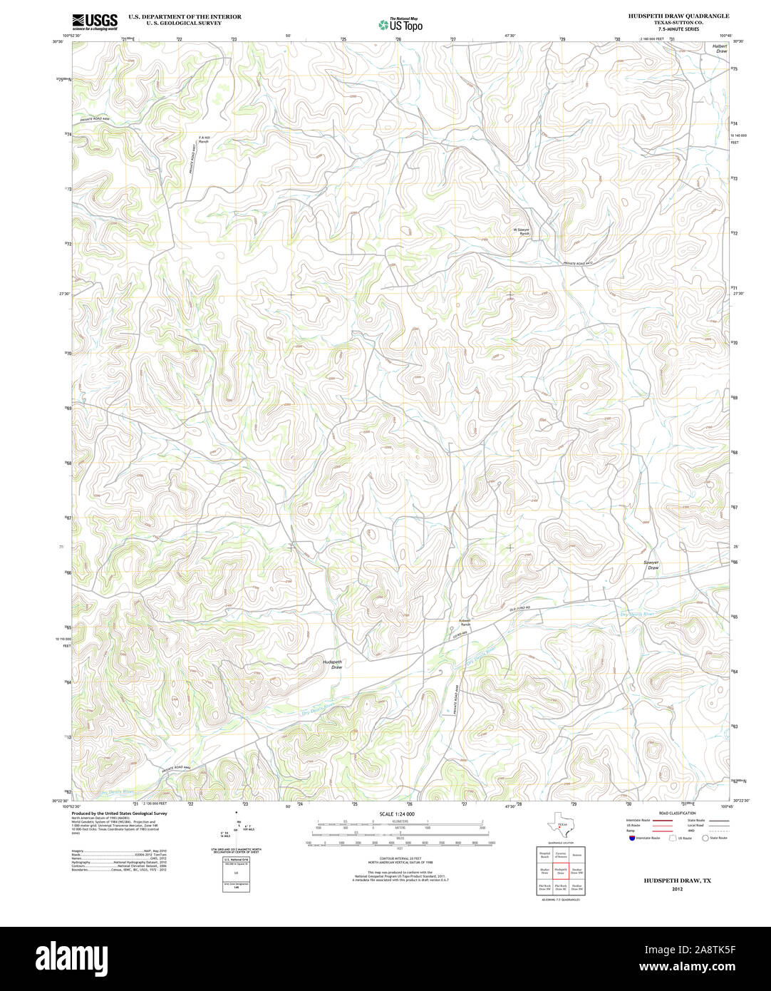 USGS TOPO Map Texas TX Hudspeth Draw 20121121 TM Restoration Stock ...