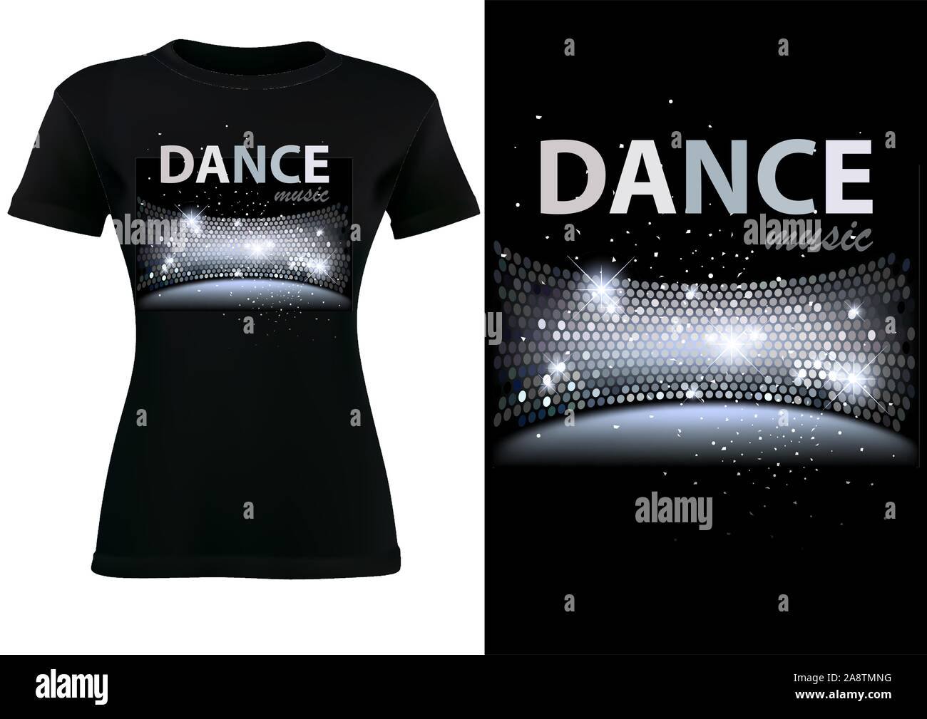 Black T-shirt Design with Disco Dance Theme Stock Vector Image & Art ...