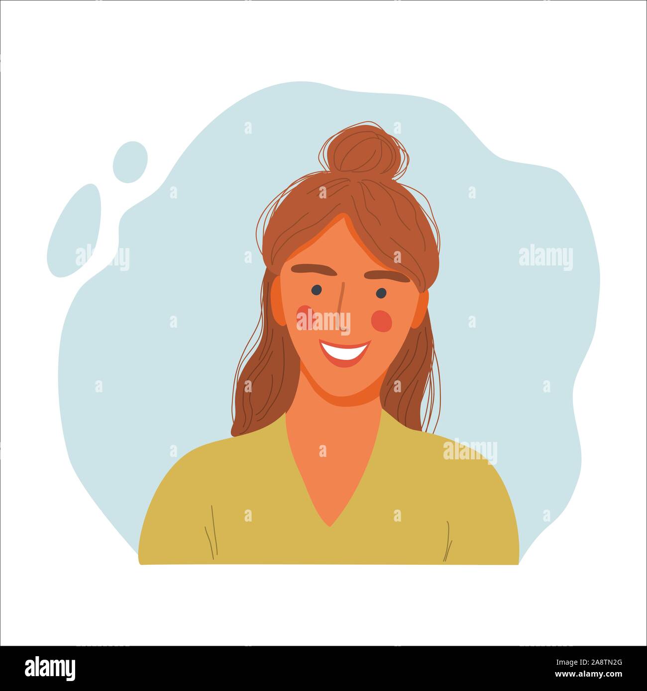 Emotional Women portrait, hand drawn flat design concept illustration ...