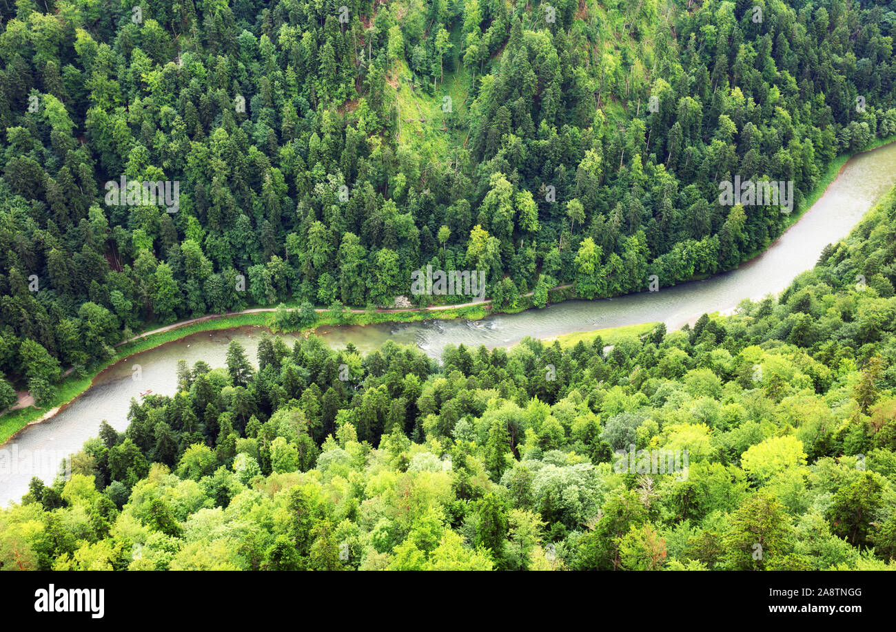 Mountain river between mountain green peaks landscape Stock Photo - Alamy