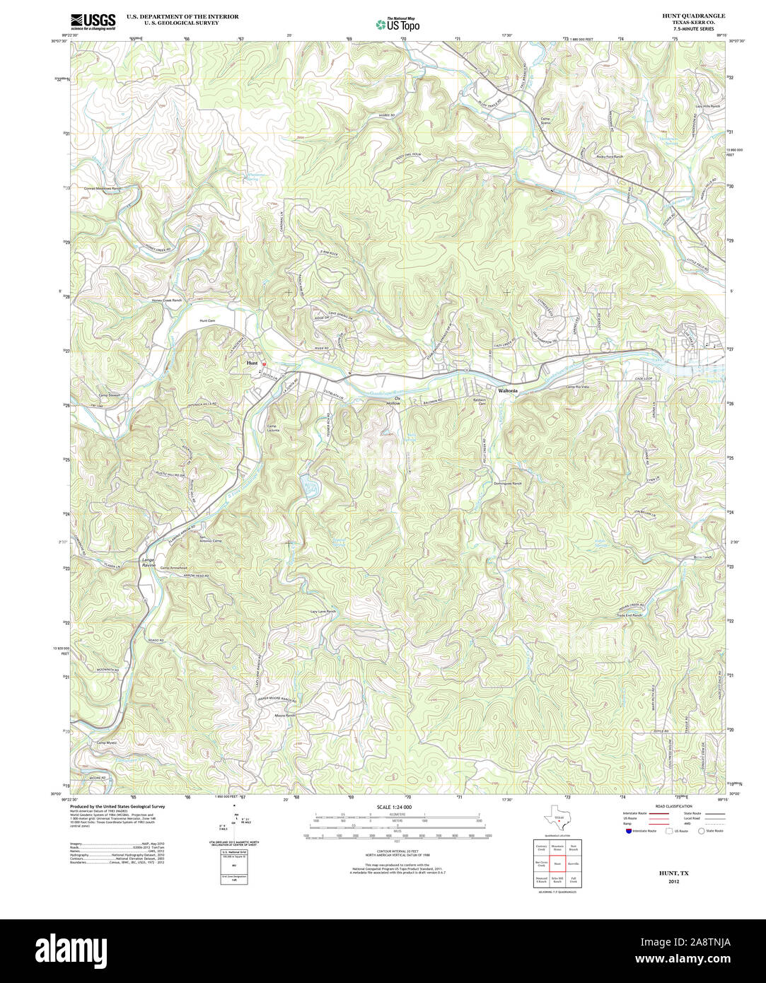 USGS TOPO Map Texas TX Hunt 20121203 TM Restoration Stock Photo - Alamy