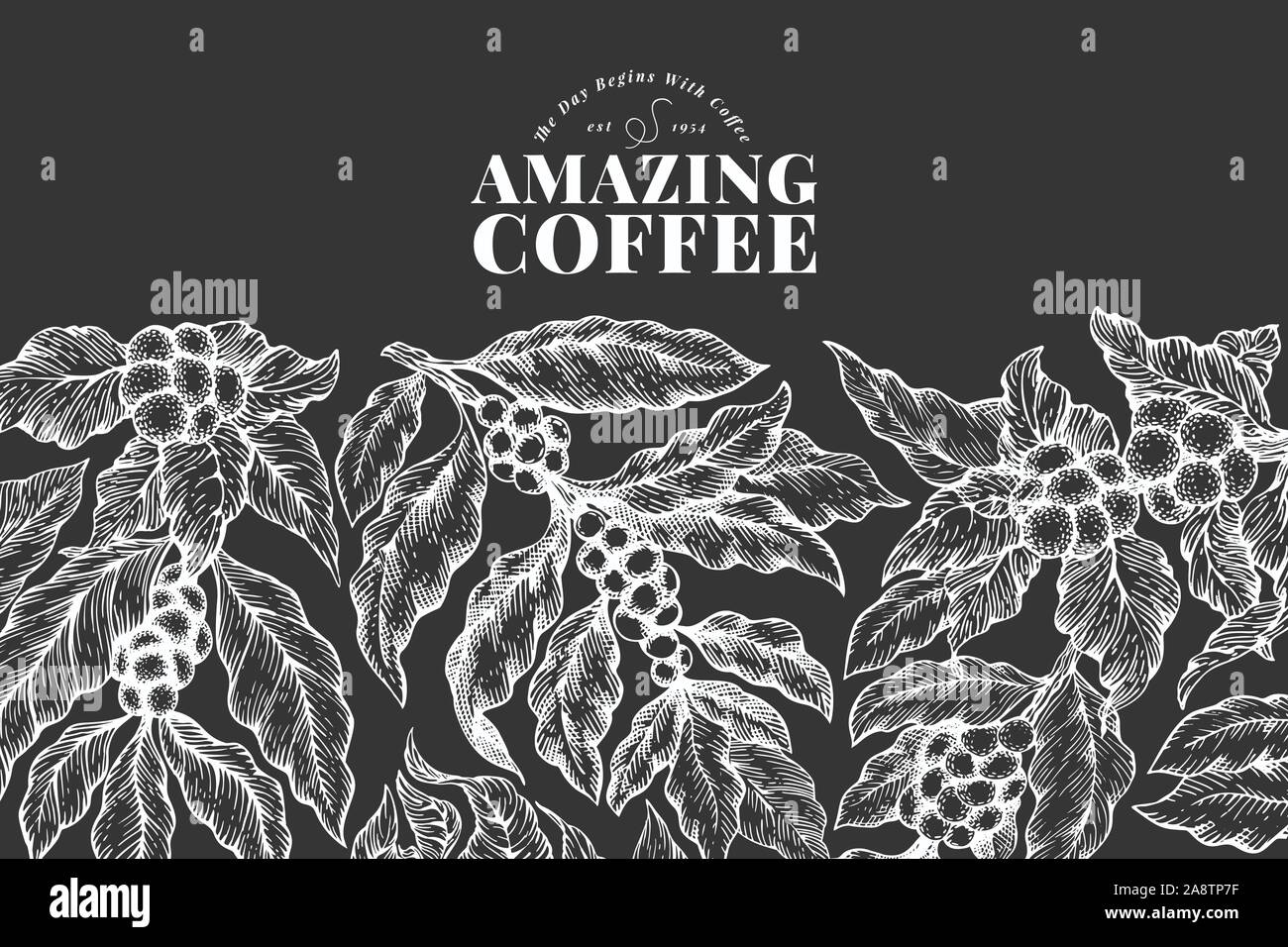 Coffee vector design template. Retro coffee background. Hand drawn ...