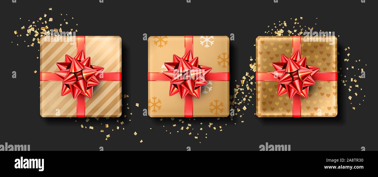 Birthday gold gifts vector Stock Vector Images - Alamy