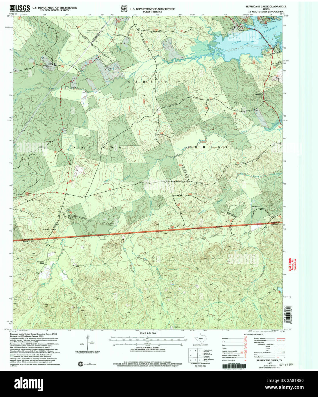 USGS TOPO Map Texas TX Hurricane Creek 117877 2003 24000 Restoration ...