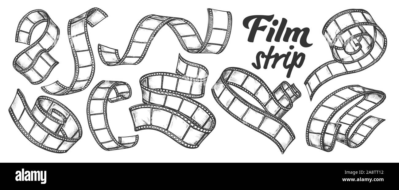 Film Strip For Camera Or Projector Ink Set Vector Stock Vector Image ...