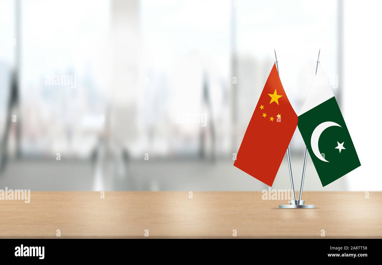 Chinese and Pakistan flags are paired together. Realistic 3D lighting ...