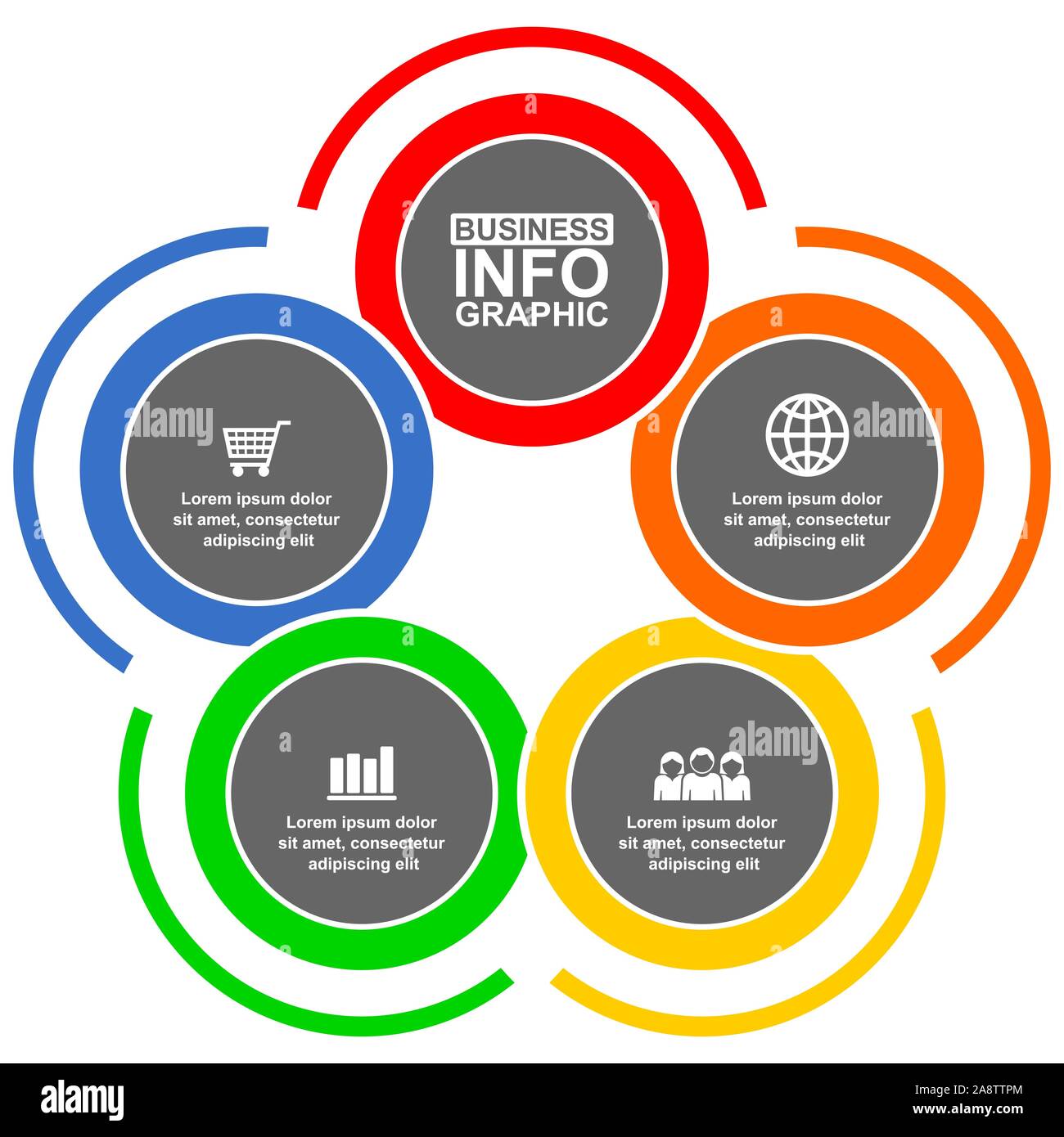 Infographic circular vector template for presentation, diagram, business concept with 5 options ...