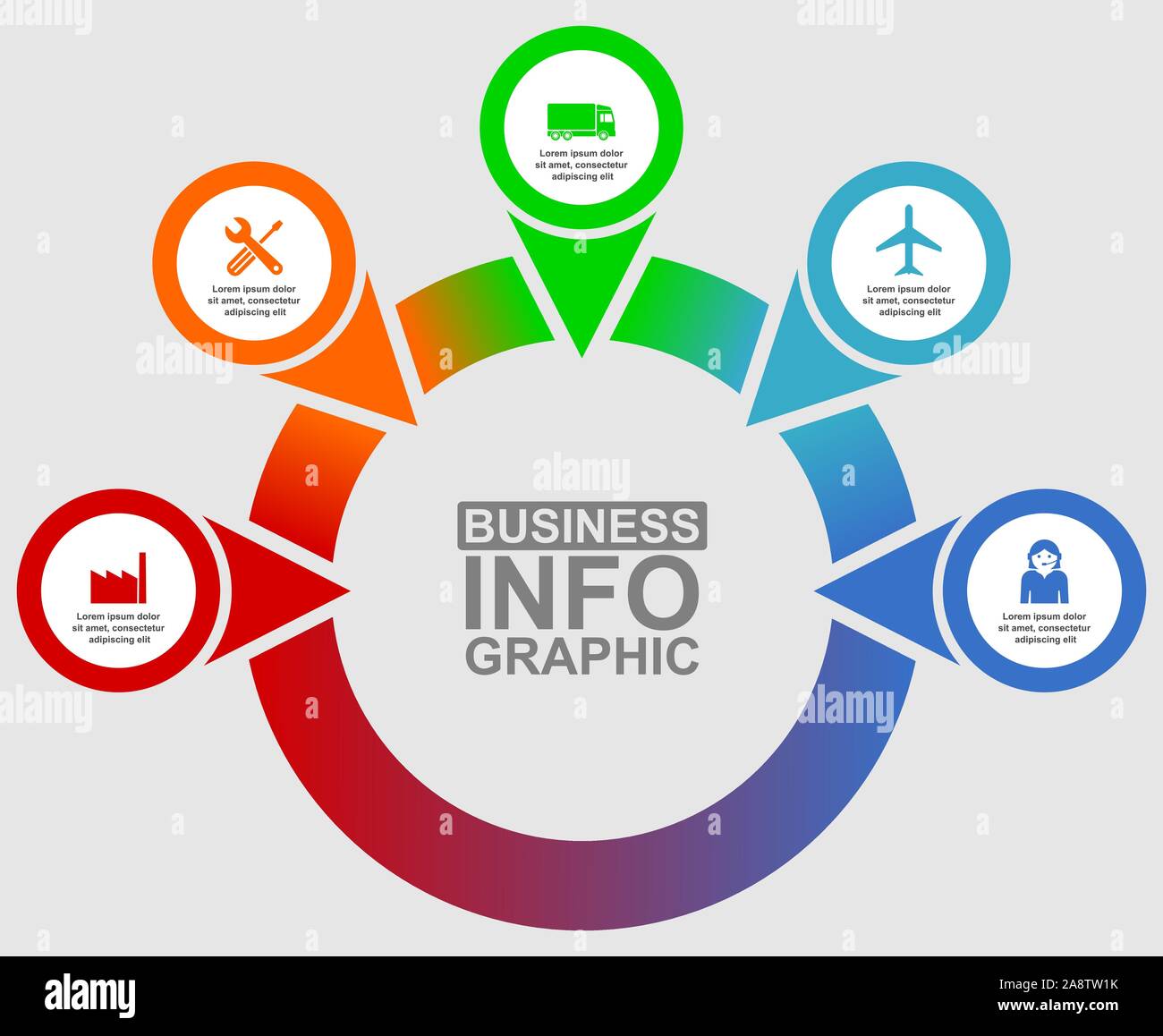 Infographic circular vector template for presentation, diagram, business concept with 5 options ...