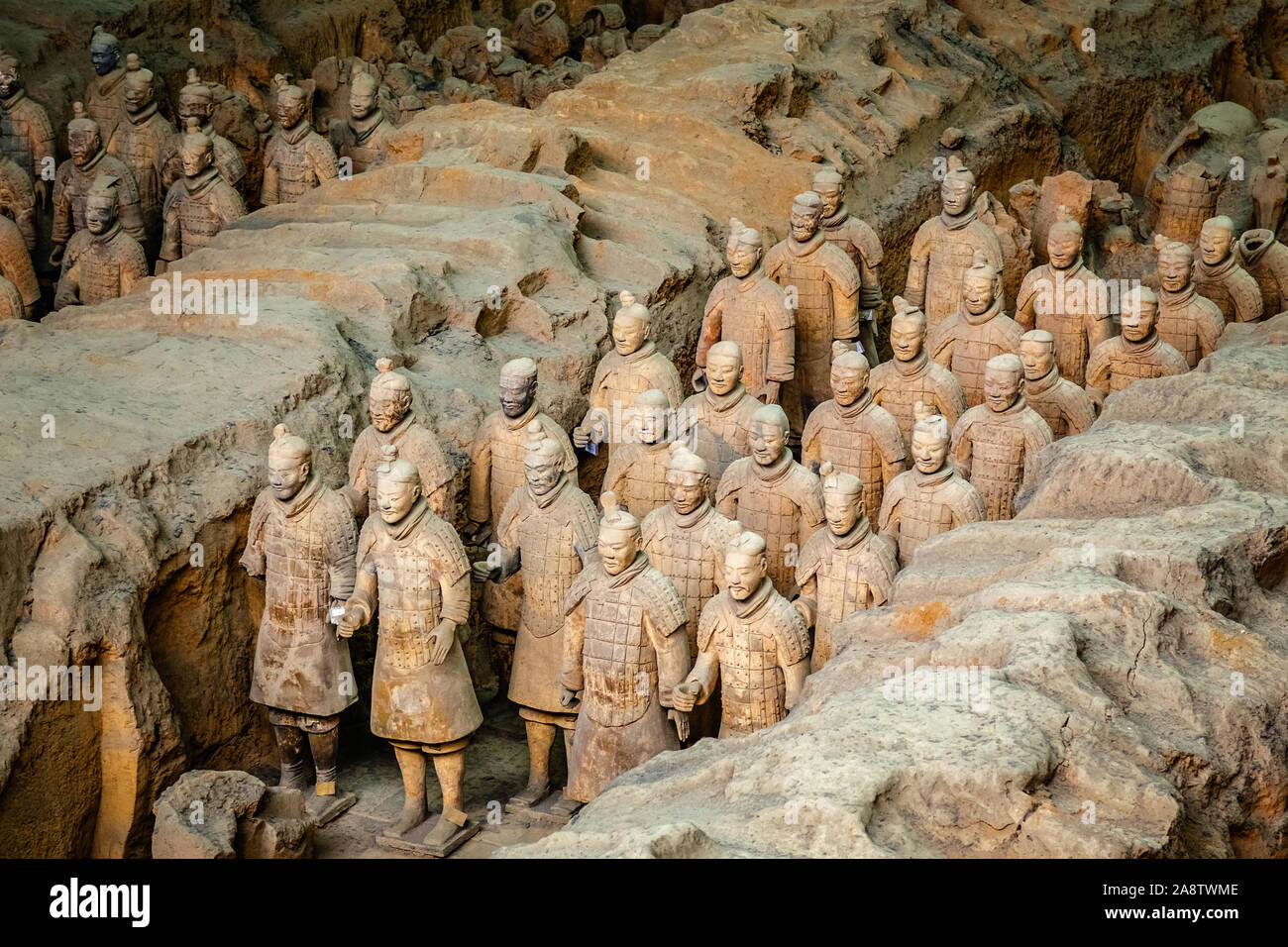 Excavated sculptures statues of the terracota army soldiers of Qin Shi ...