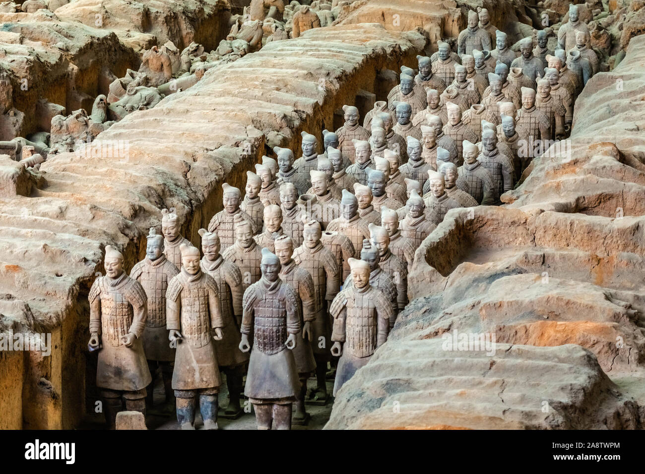 Excavated sculptures statues of the terracota army soldiers of Qin Shi ...