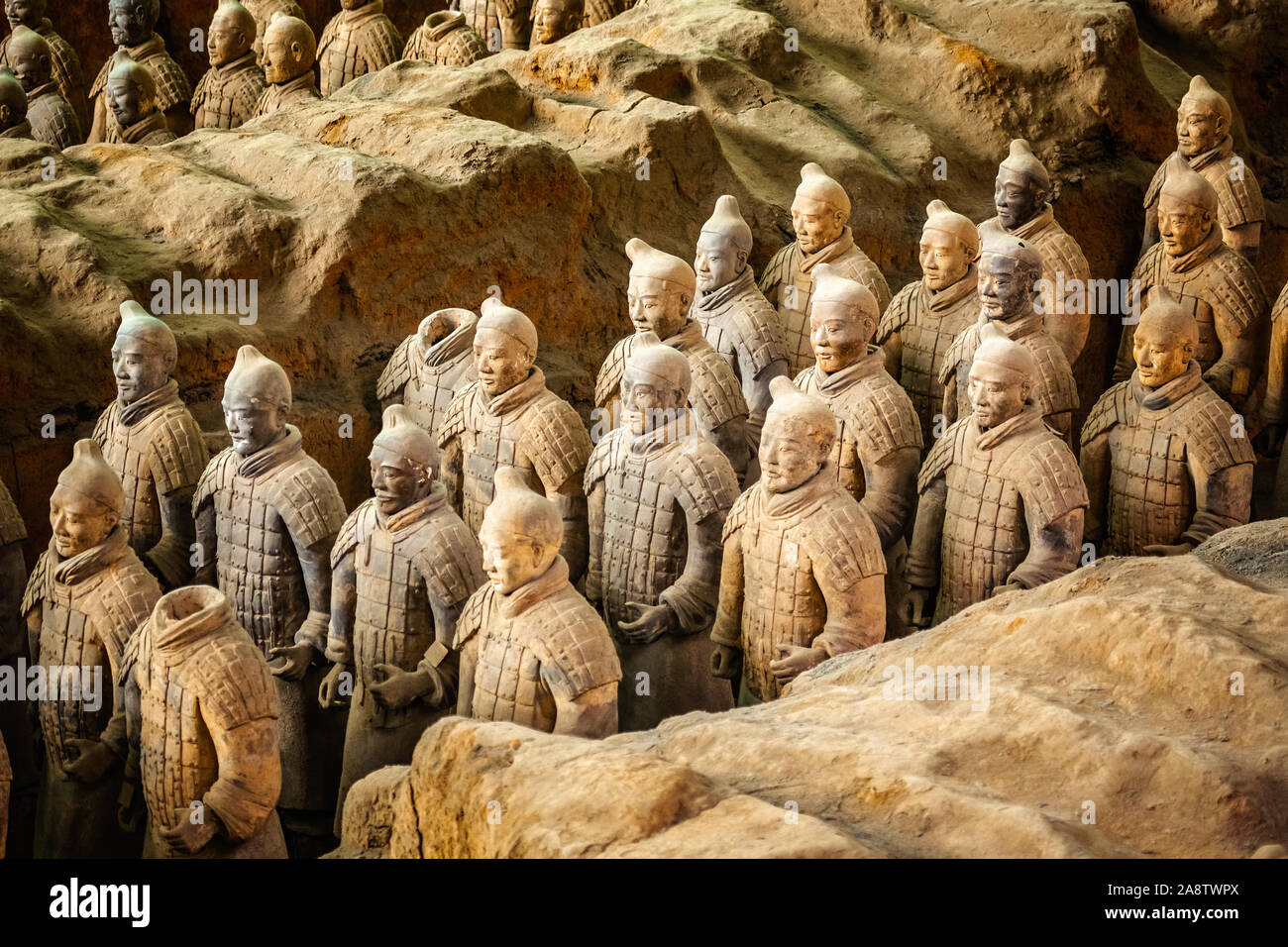 Excavated sculptures statues of the terracota army soldiers of Qin Shi ...