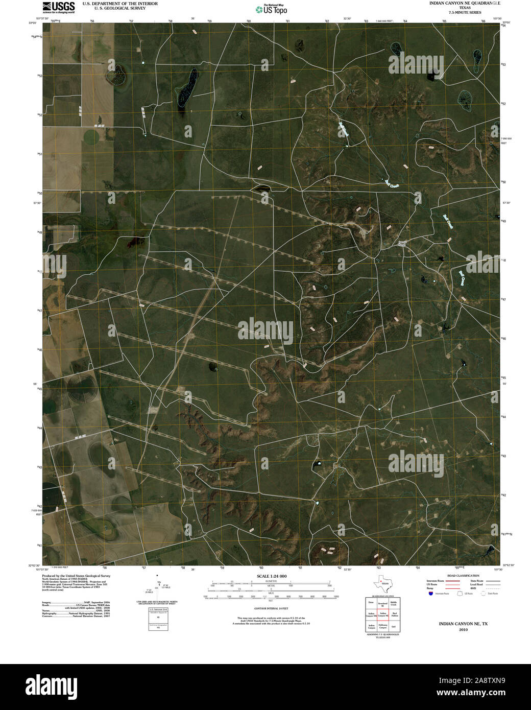 USGS TOPO Map Texas TX Indian Canyon NE 20100316 TM Restoration Stock ...