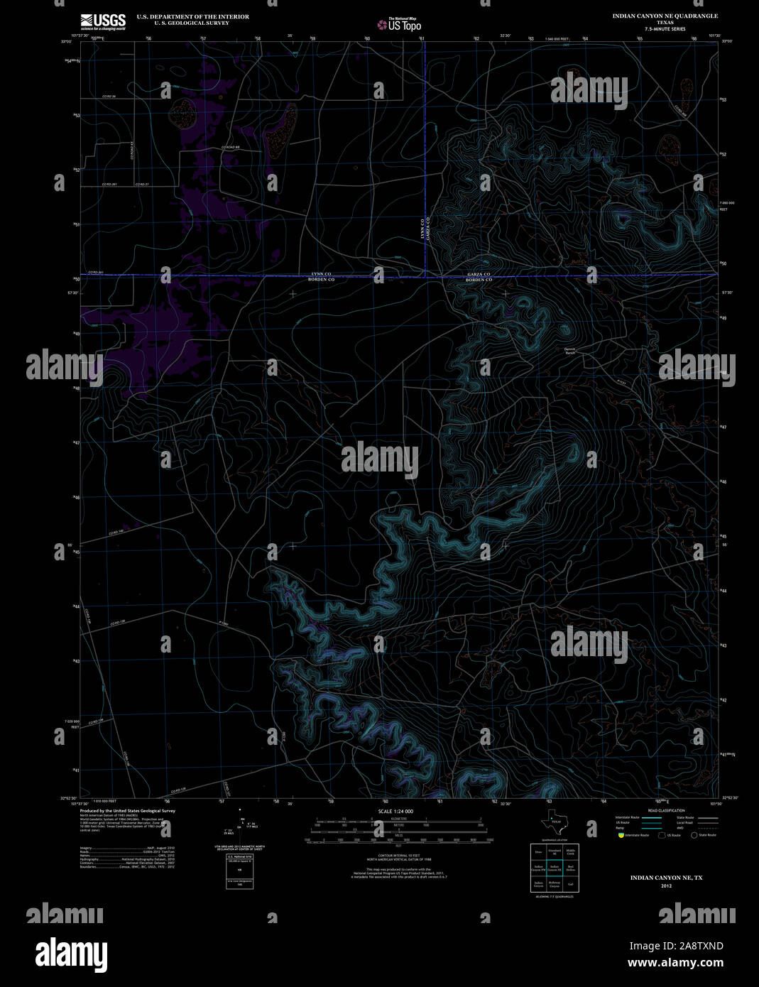 USGS TOPO Map Texas TX Indian Canyon NE 20121106 TM Inverted ...