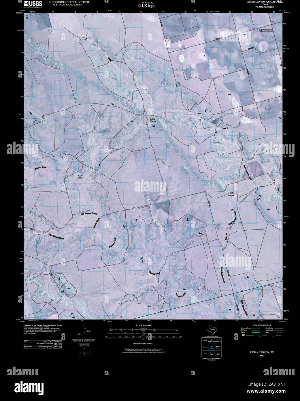 USGS TOPO Map Texas TX Indian Canyon 20100304 TM Inverted Restoration ...