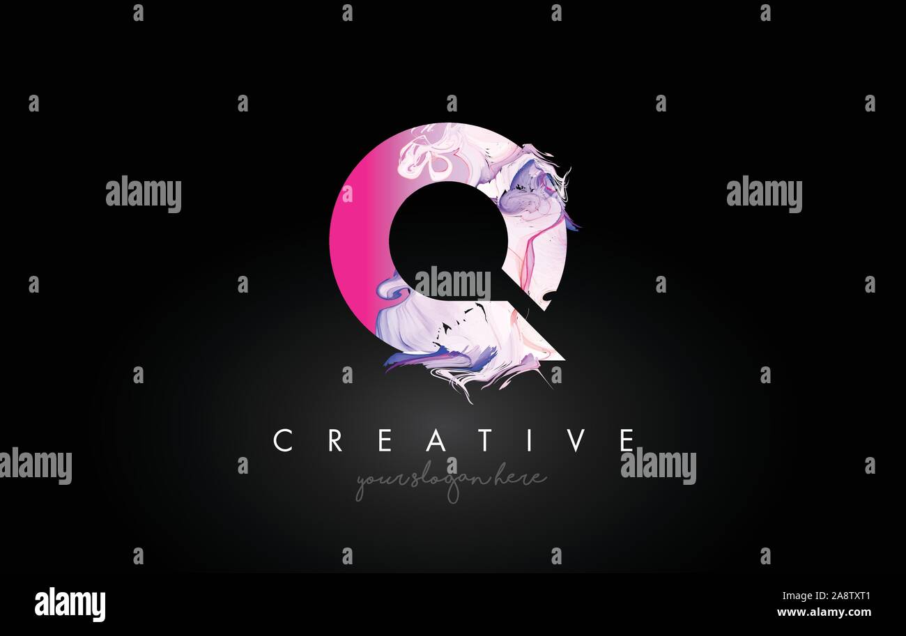 Q Letter Artistic Purple Paint Flow Icon Logo Design. Creative Ink ...