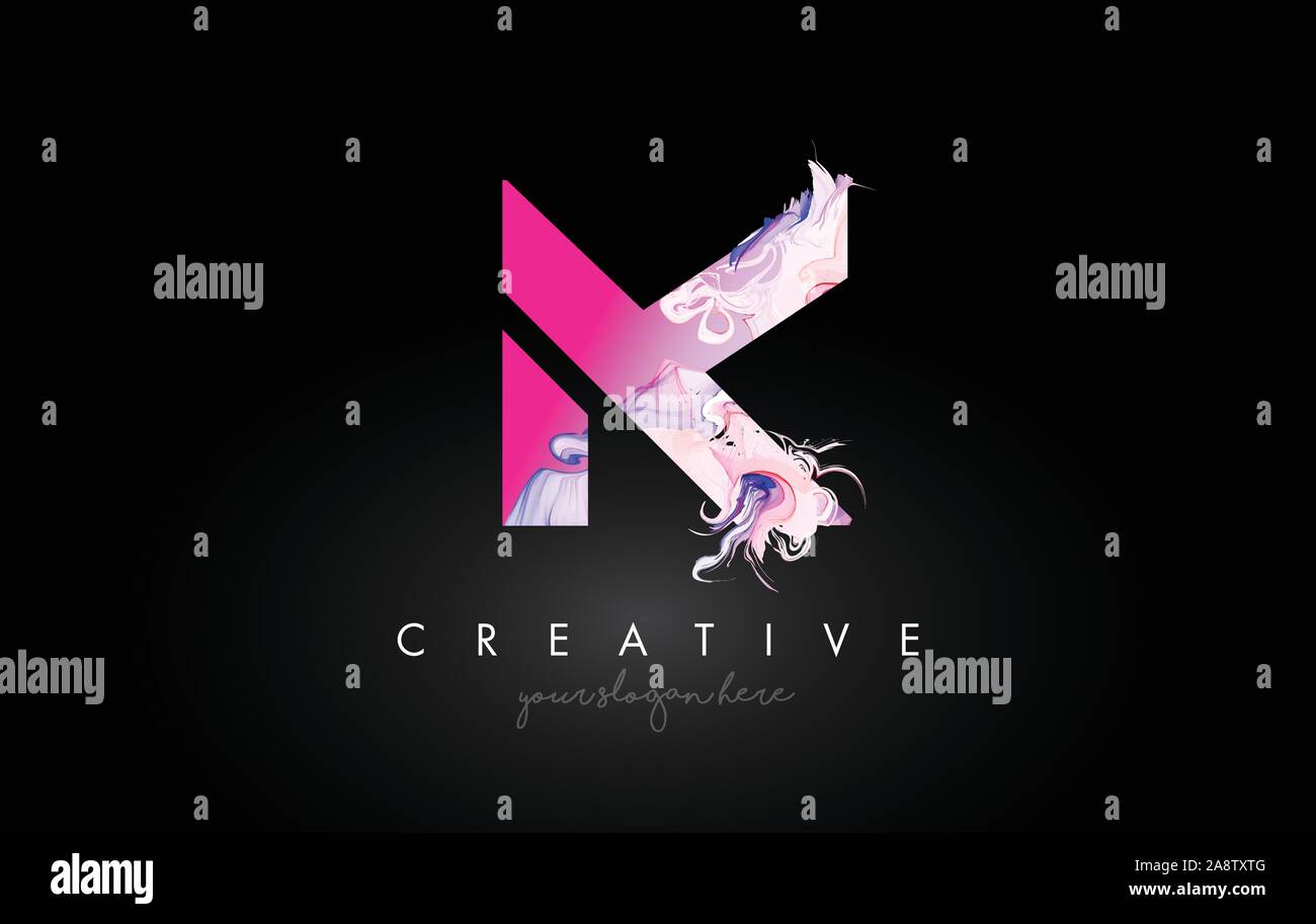 K Letter Artistic Purple Paint Flow Icon Logo Design. Creative Ink ...