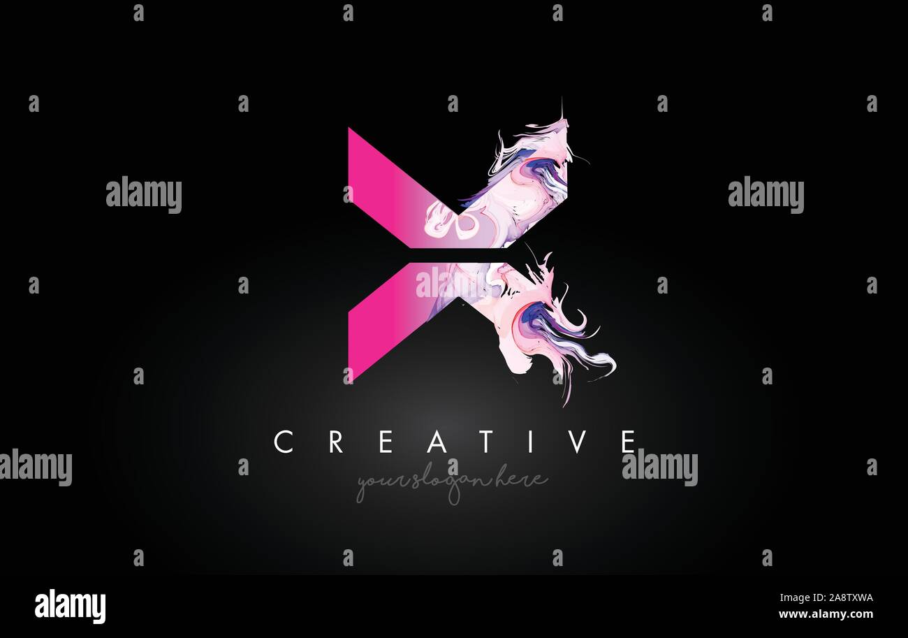 X Letter Artistic Purple Paint Flow Icon Logo Design. Creative Ink ...
