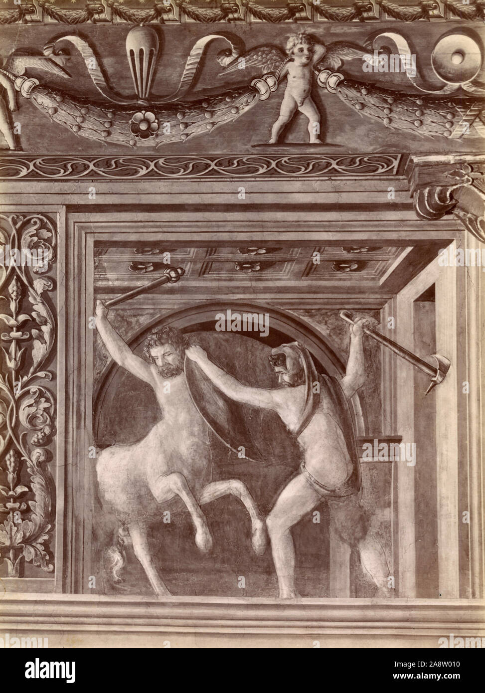 Hercules and Nessus, fresco attributed to Italian artist Pollaiuolo ...