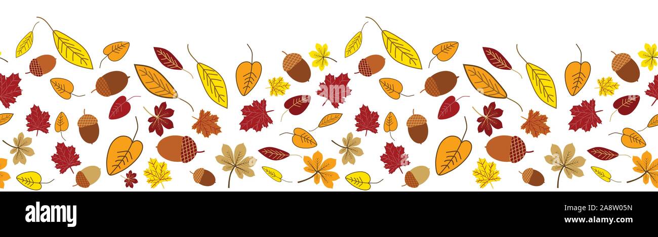 Beautiful autumn inspired seamless horizontal border background with ...