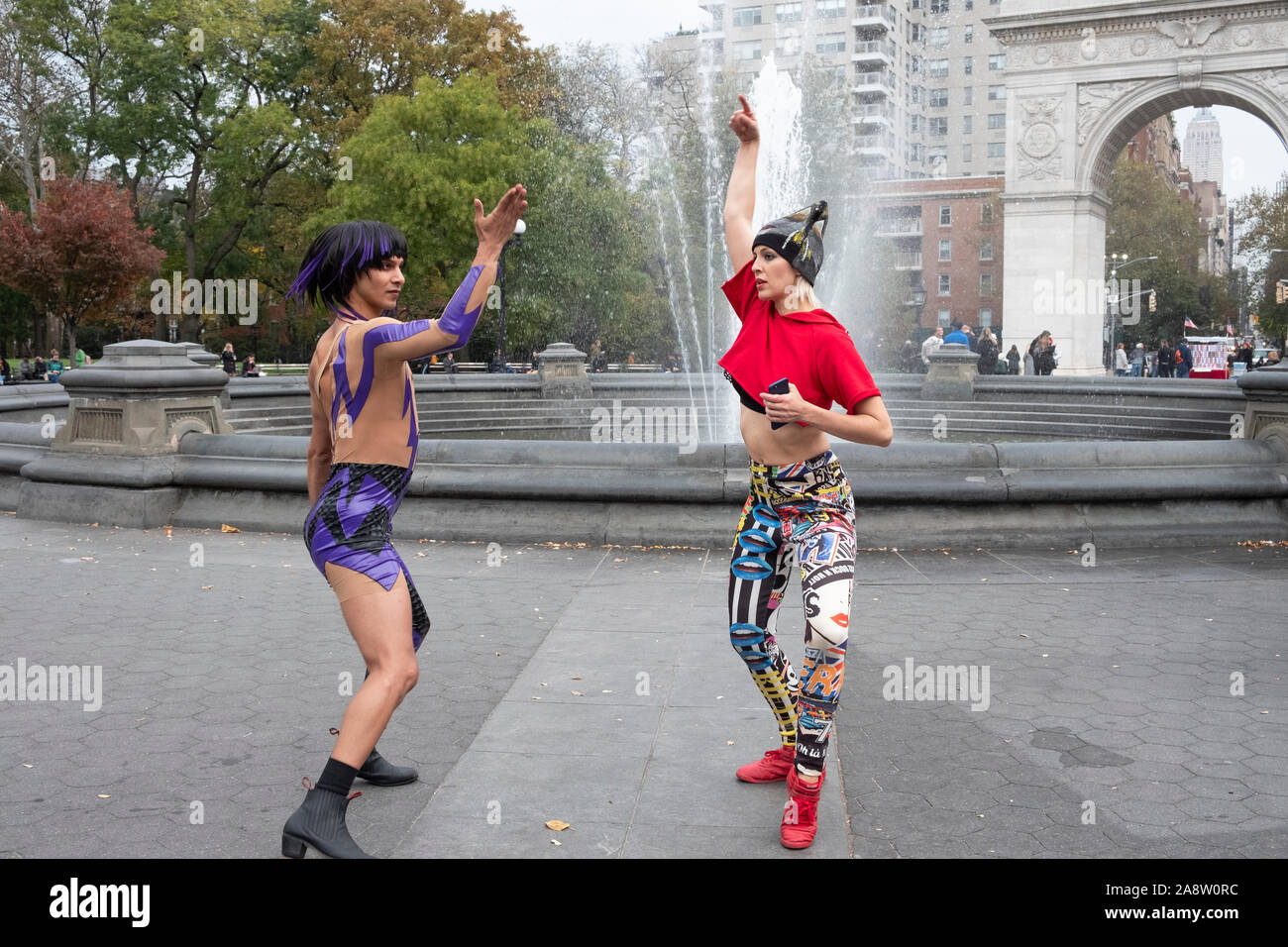 A male & female dancer perform for filmmaking students from Stony Brook ...