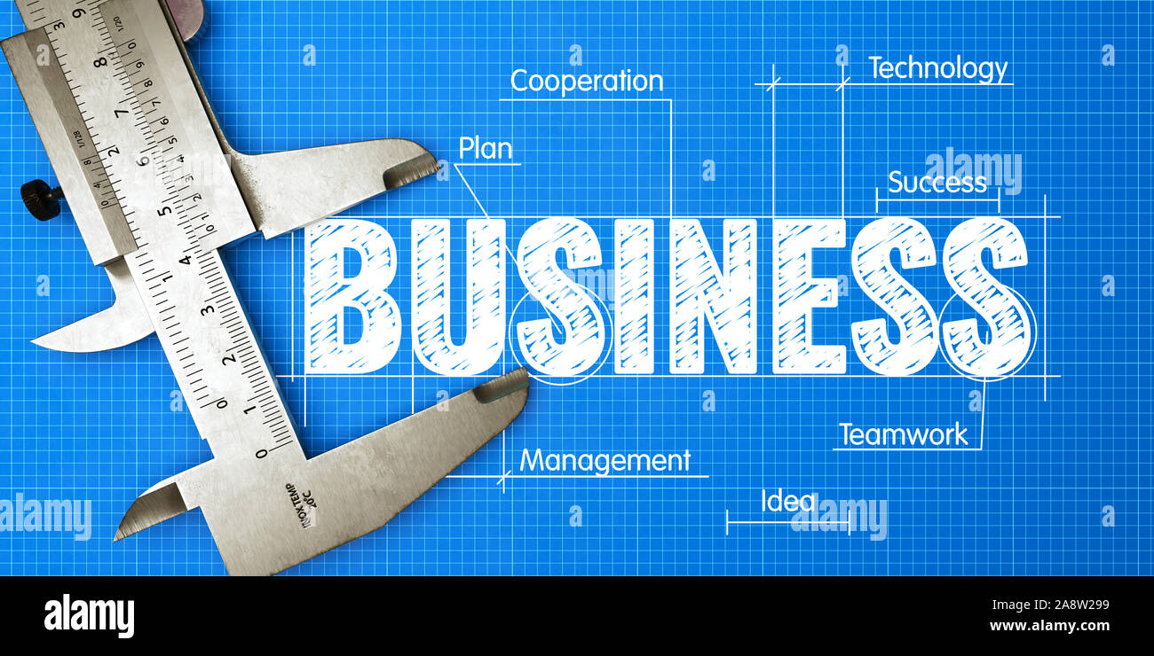 Measurement of Business. Concept on the Blueprint Stock Photo - Alamy