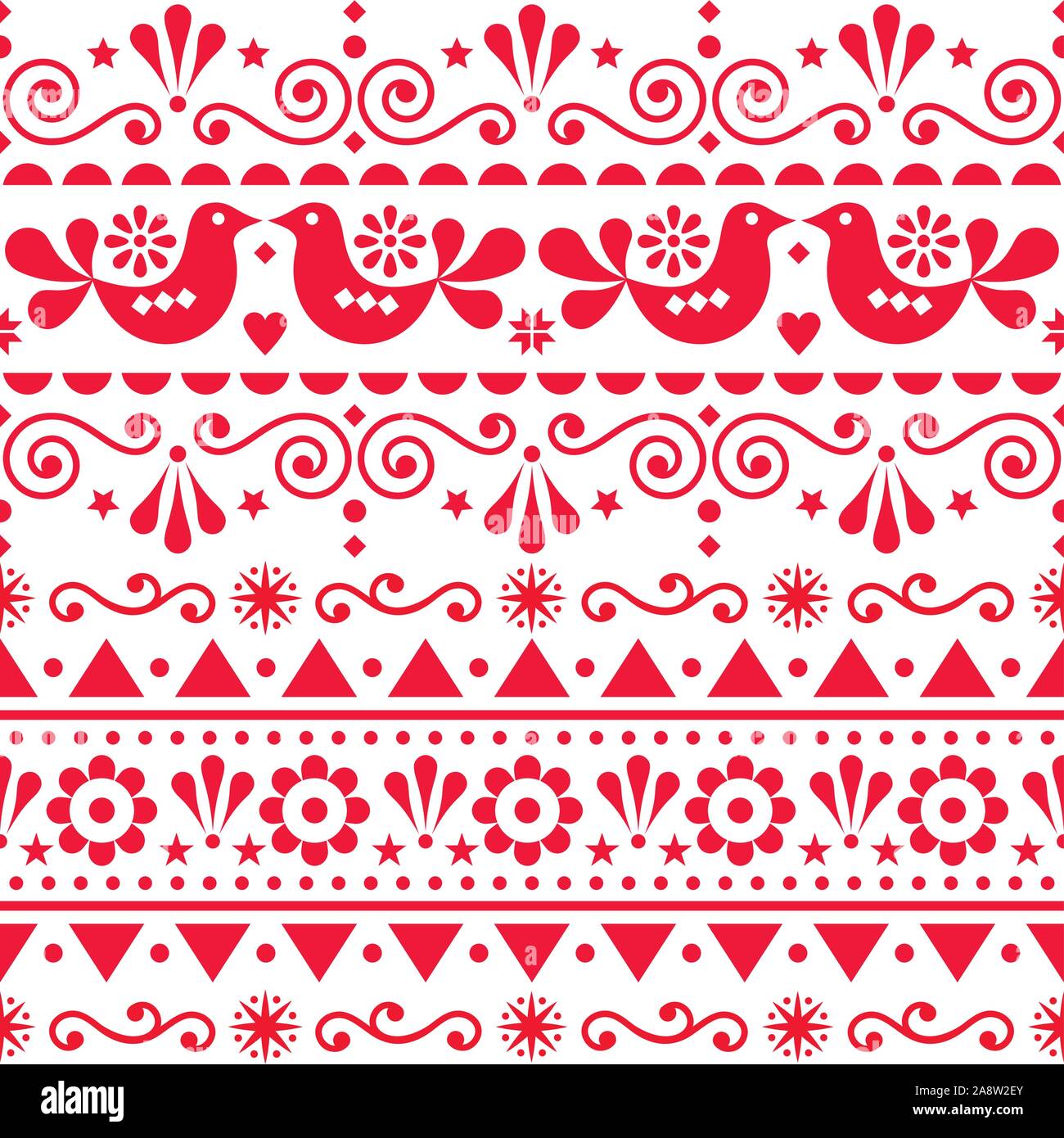 Scandinavian seamless vector pattern folk art style, repetitive cute ...
