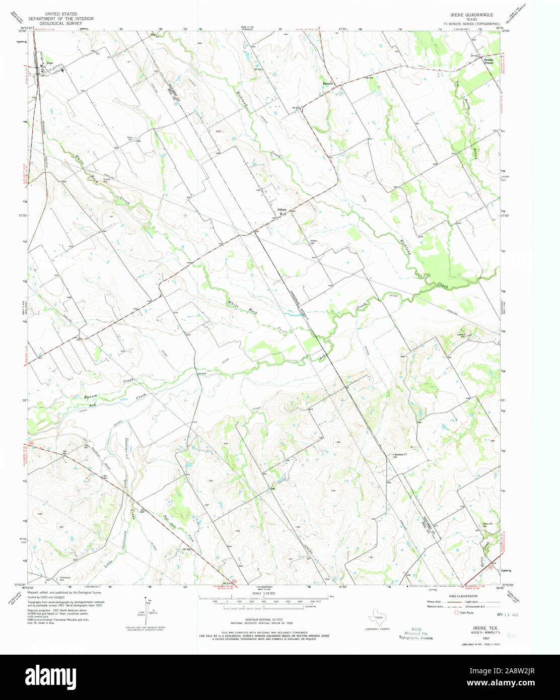 USGS TOPO Map Texas TX Irene 111020 1957 24000 Restoration Stock Photo ...