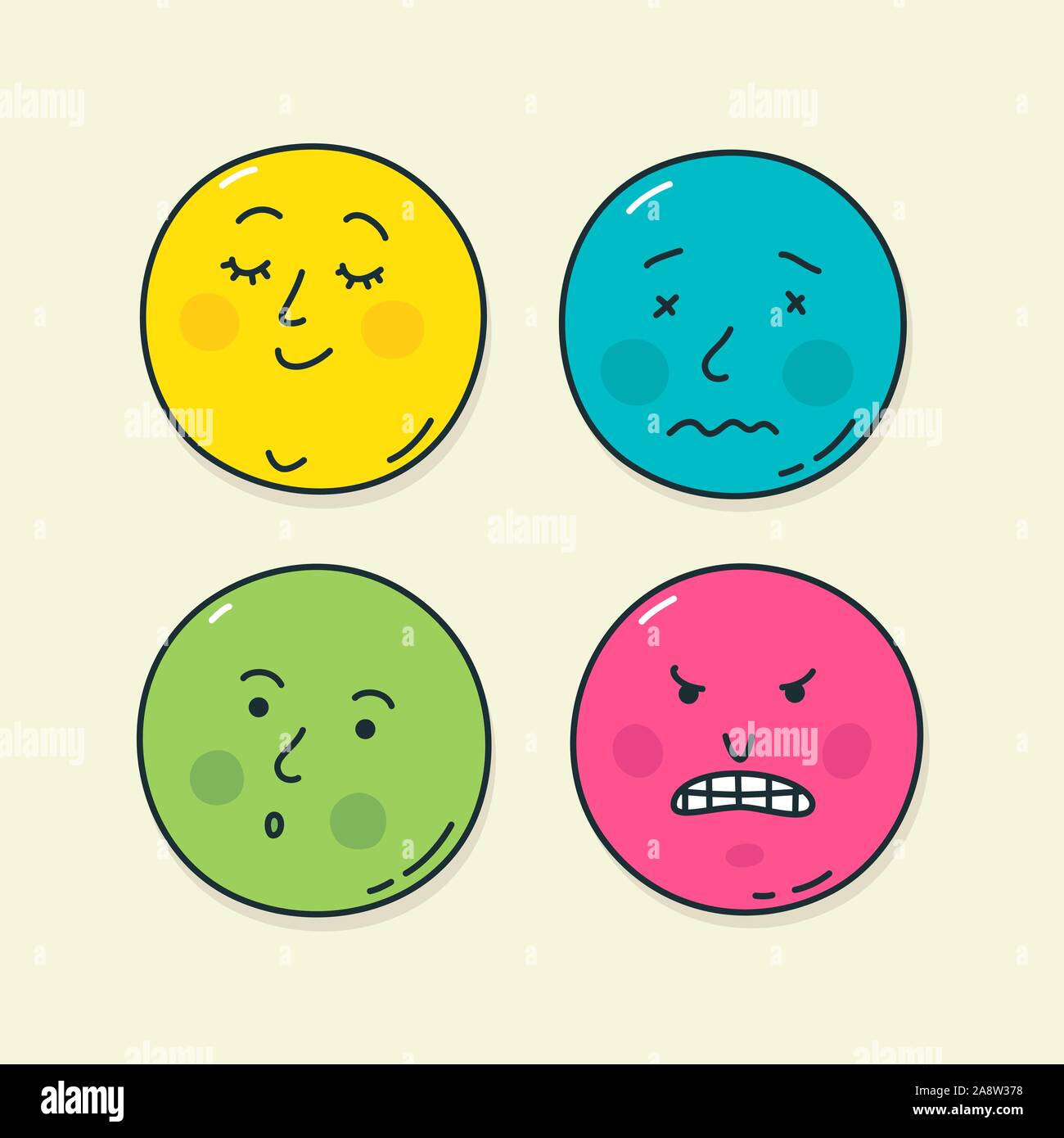 Four very popular emoticons. Vector. Illustrations of emotional states ...