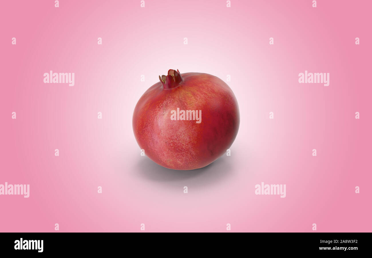 Pomegranate on shiny pink surface. High resolution scene designed with ...