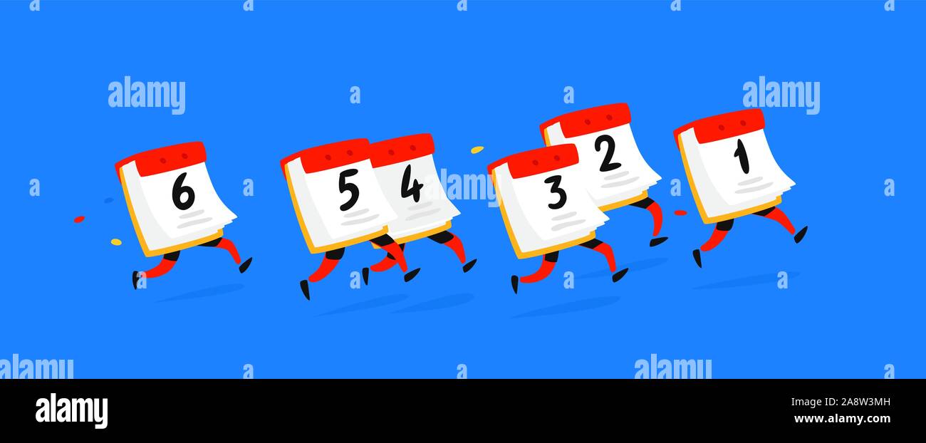 Icons running calendar. Vector. Logo. Funny illustration of a paper ...