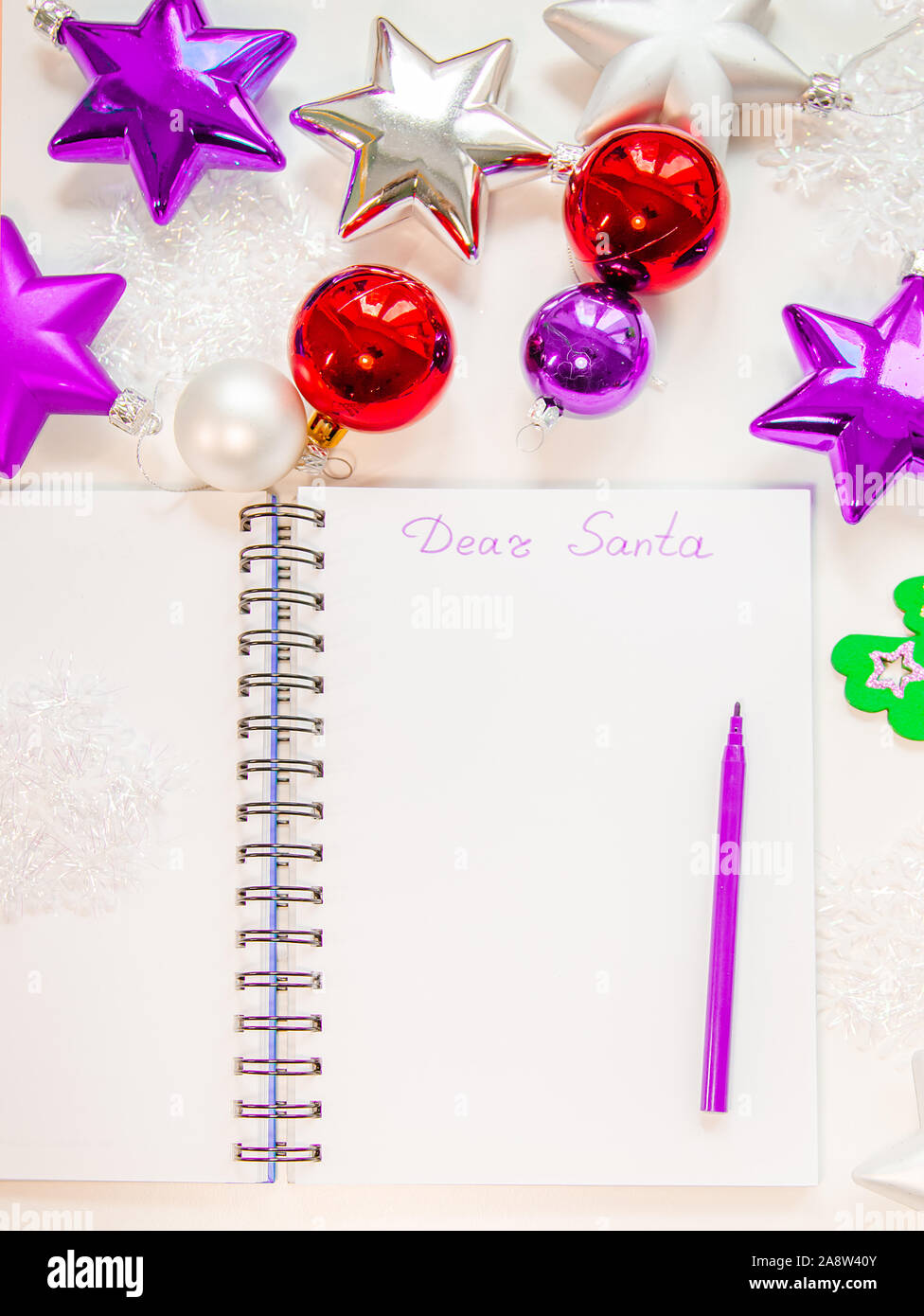 Dear Santa, a letter about children's wishes. Christmas card. Childhood ...