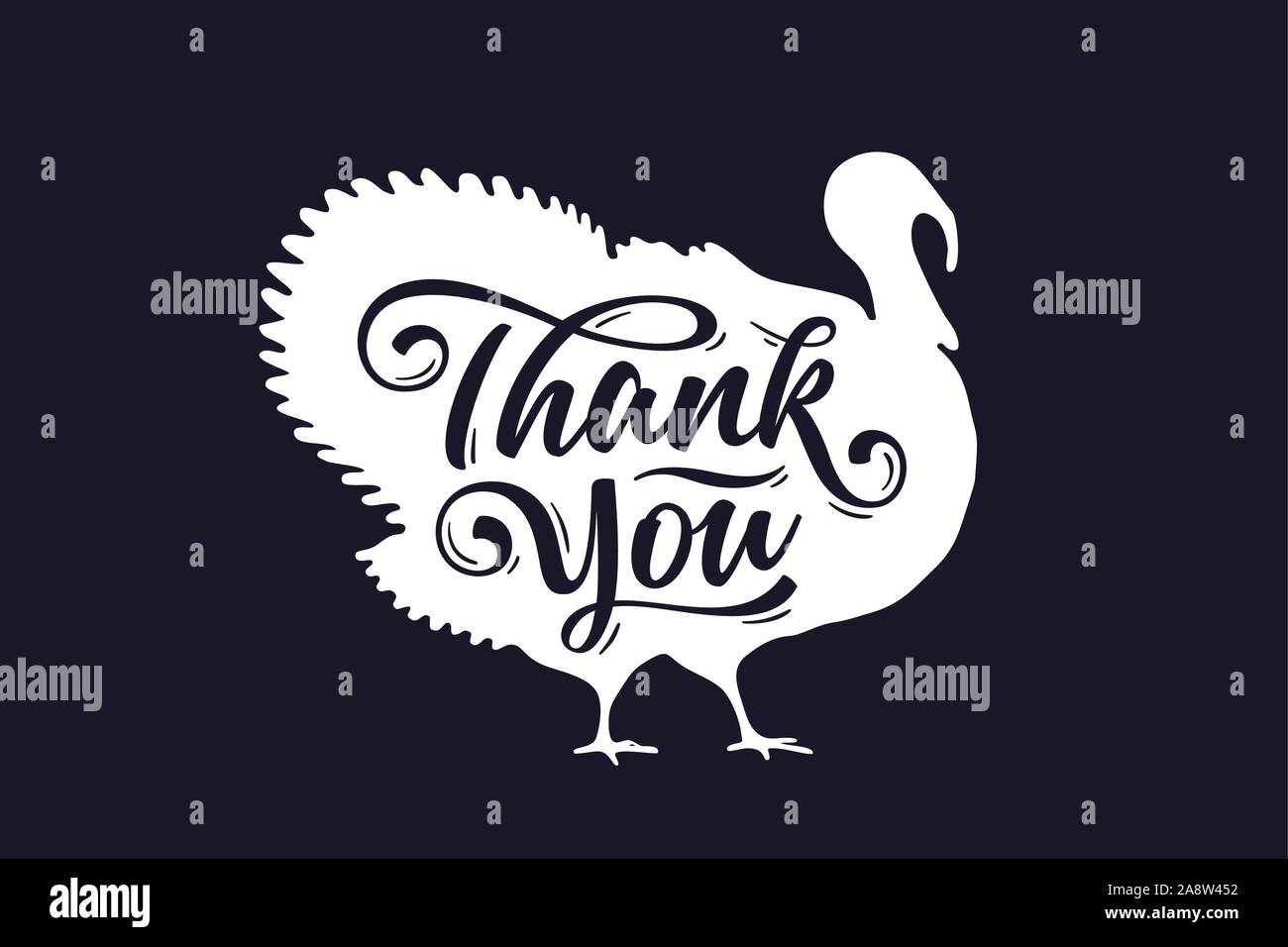 Turkey, Thank you. Lettering, typography. Silhoutte turkey Stock Vector ...