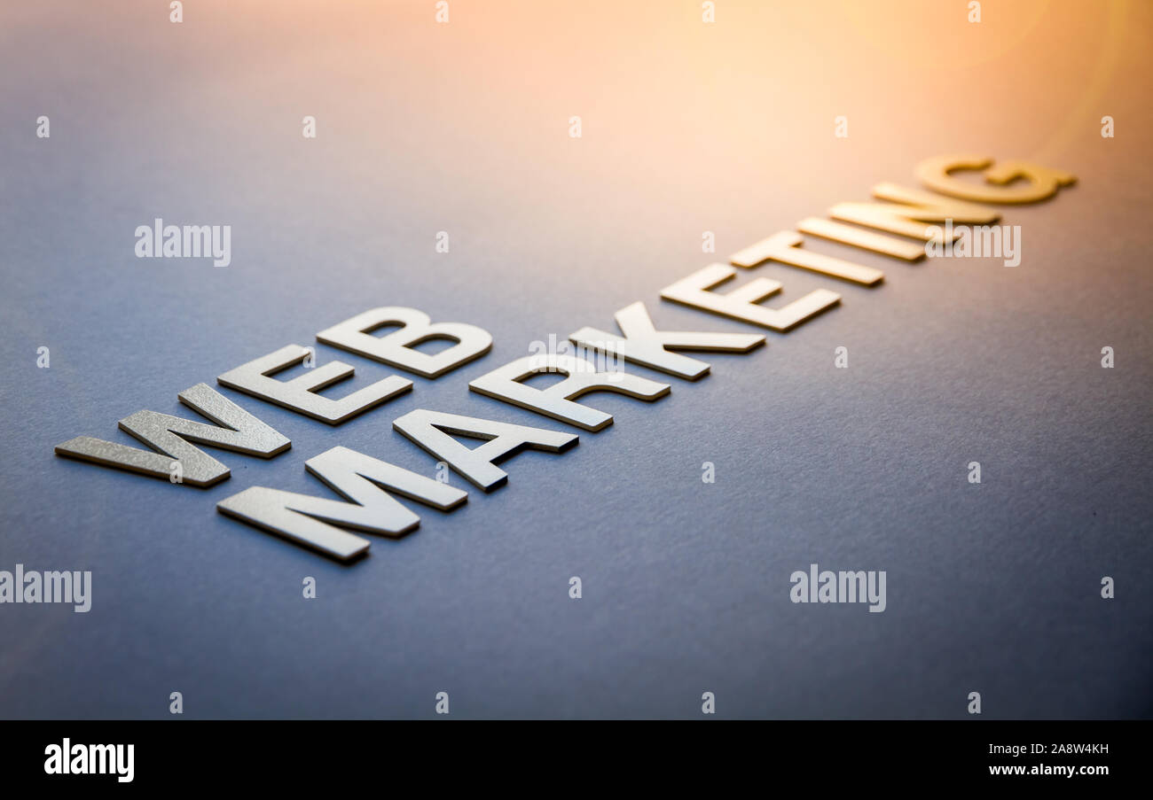 Word web marketing written with white solid letters on a board Stock ...