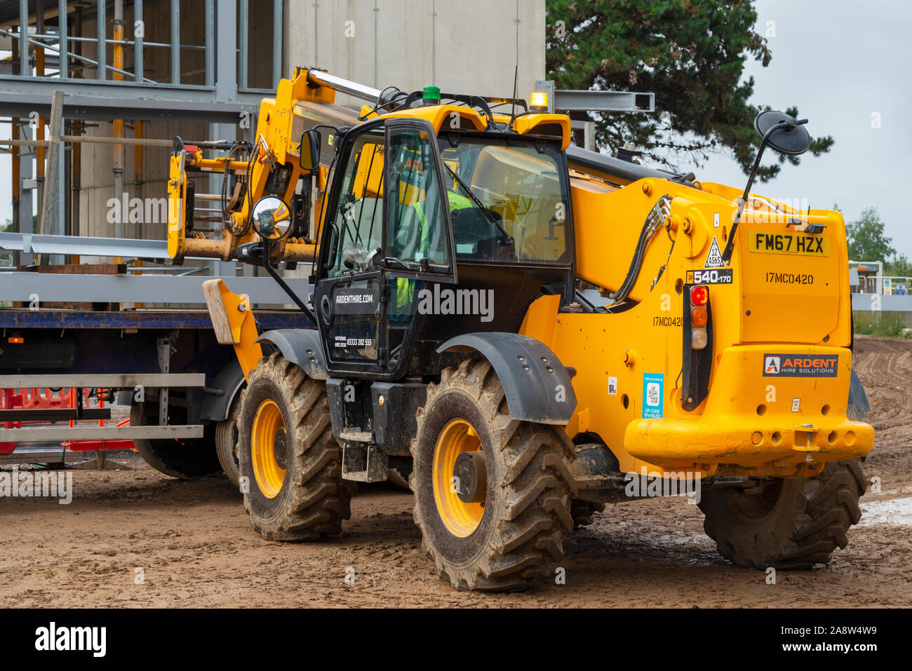 Large forklift on a building site Stock Photo - Alamy