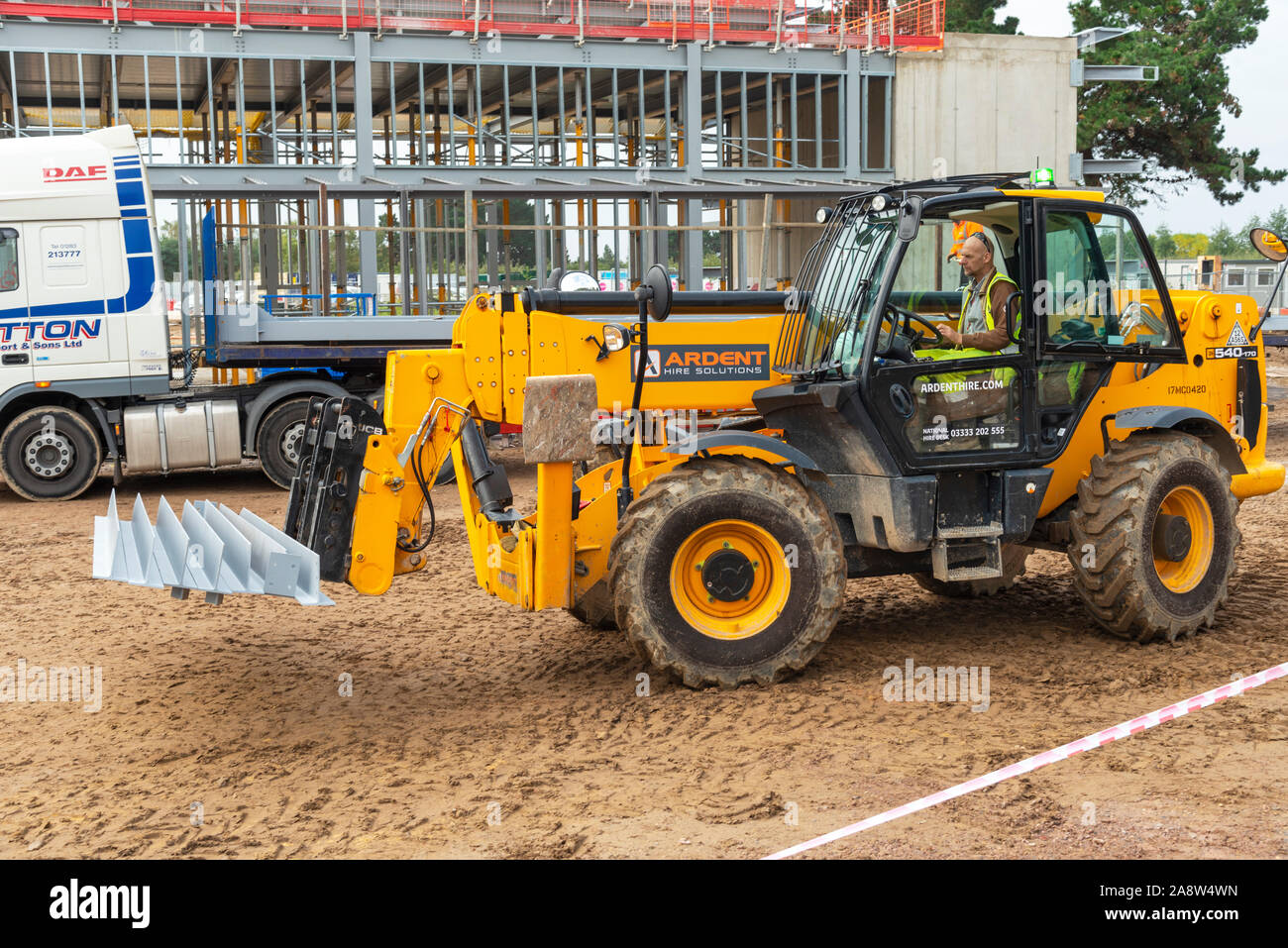 Large forklift on a building site Stock Photo - Alamy