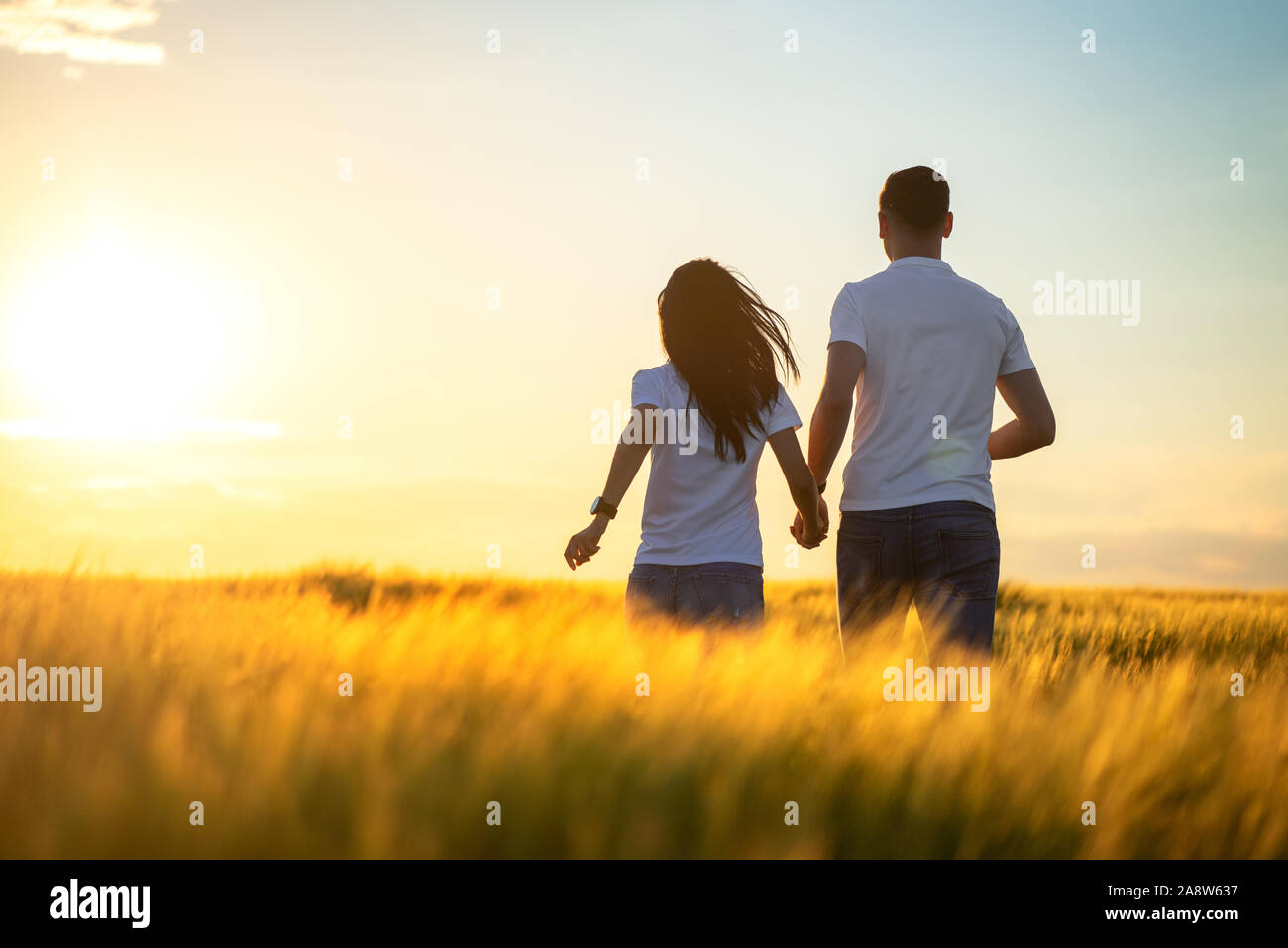 Man running field sunset hi-res stock photography and images - Alamy