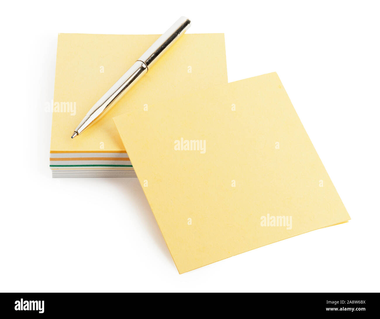 Stack of note paper with free space for a message and a pen Stock Photo ...