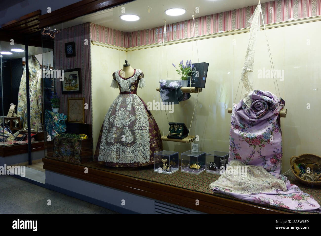 A shop selling traditional Spanish formal dresses, Valencia Stock Photo ...